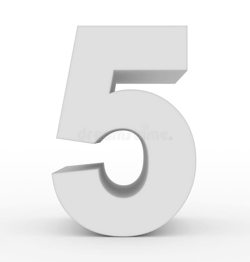 Number 5 3d Clean White Isolated on White Stock Illustration ...