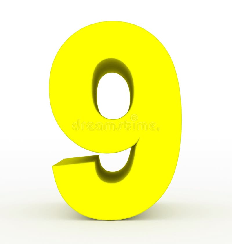 Number 9 3d Yellow Isolated on White Stock Illustration - Illustration ...