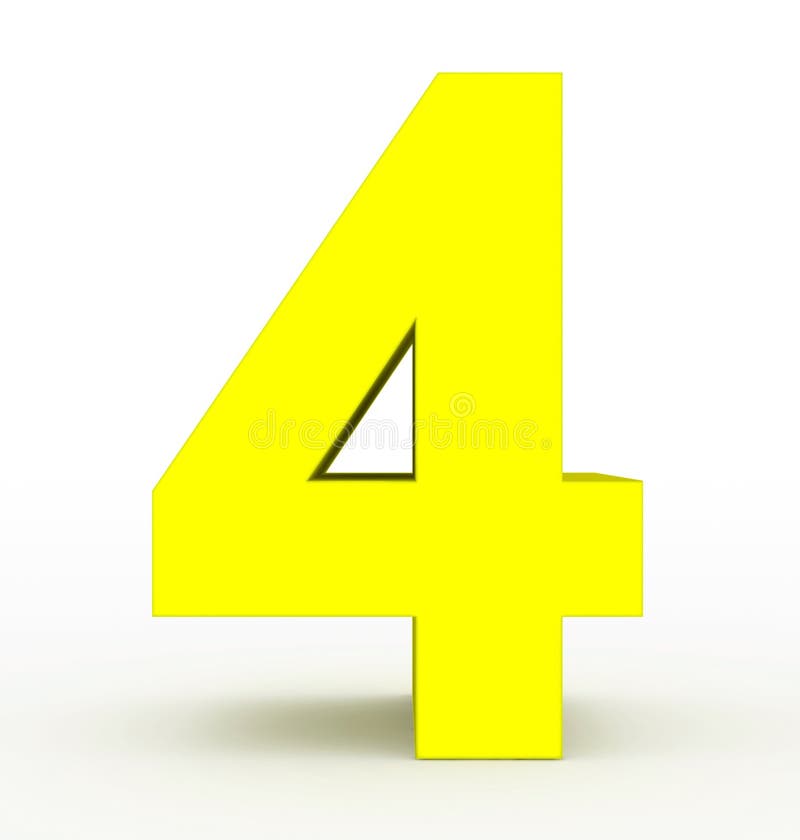 Number 4 3d Clean Yellow Isolated on White Stock Illustration ...