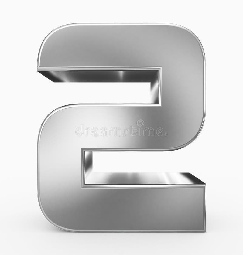 Number 2 3d Cubic Rounded Silver Isolated on White Stock Illustration ...