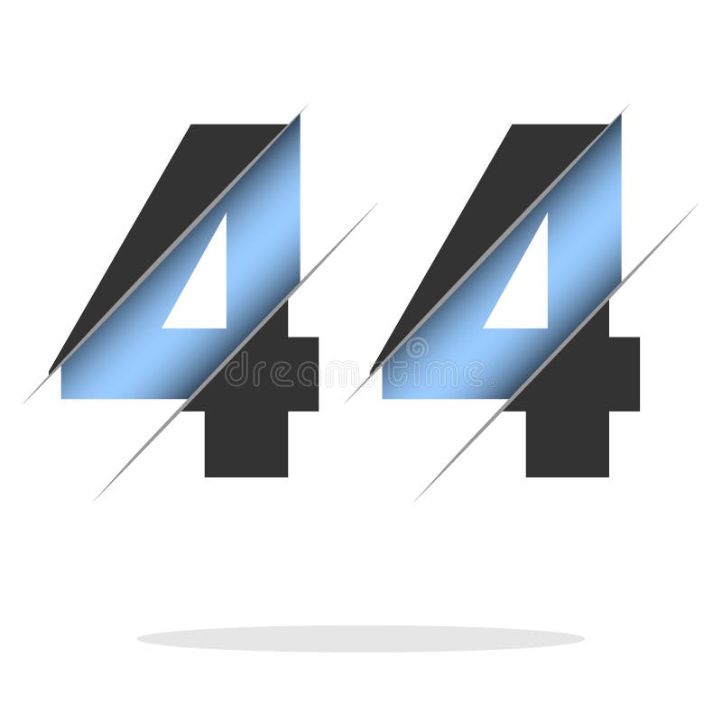 44 Number, 3d Cut Design. Icon for Celebration Design. Vector ...