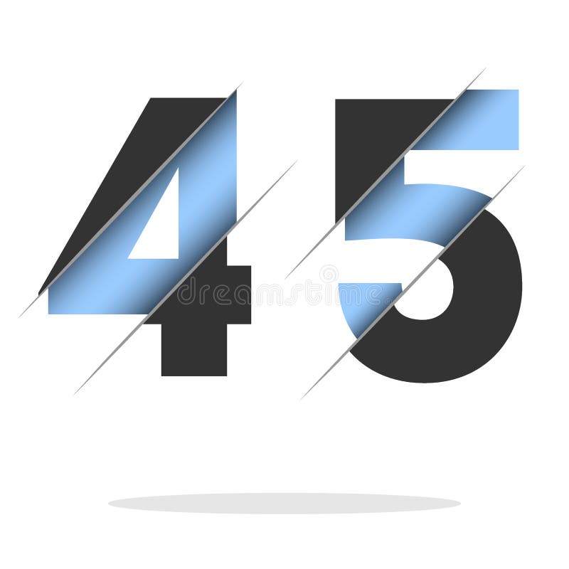 45 Number, 3d Cut Design. Icon for Celebration Design. Vector ...