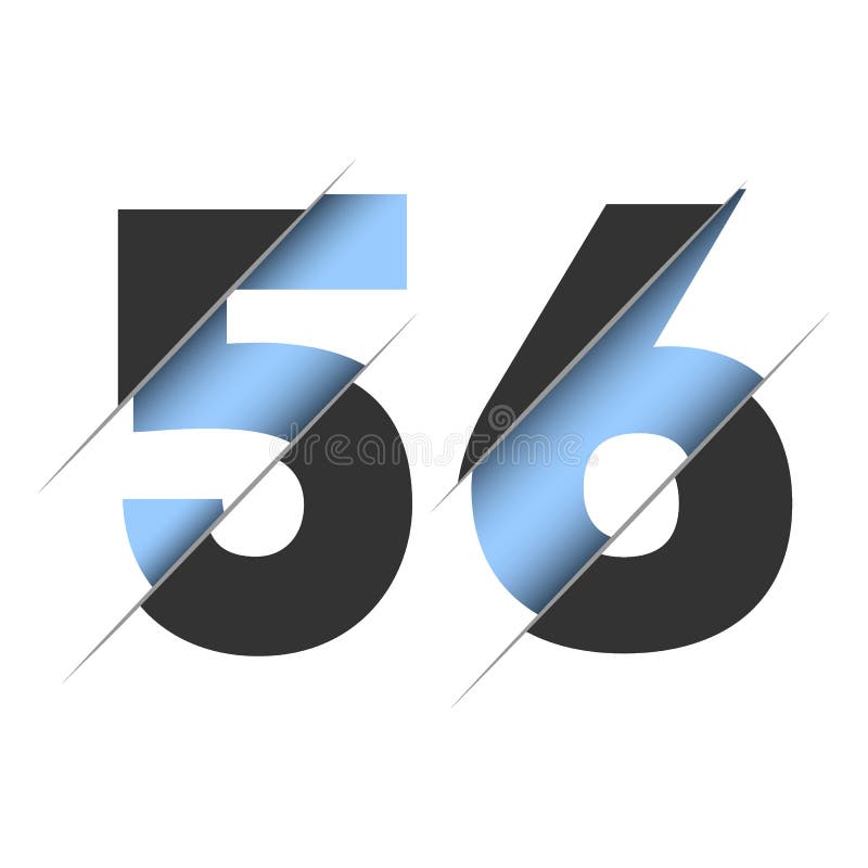 56 Number, 3d Cut Design. Icon for Celebration Design. Vector ...