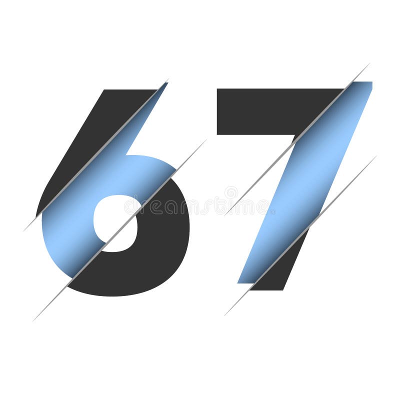 67 Number, 3d Cut Design. Icon for Celebration Design. Vector ...