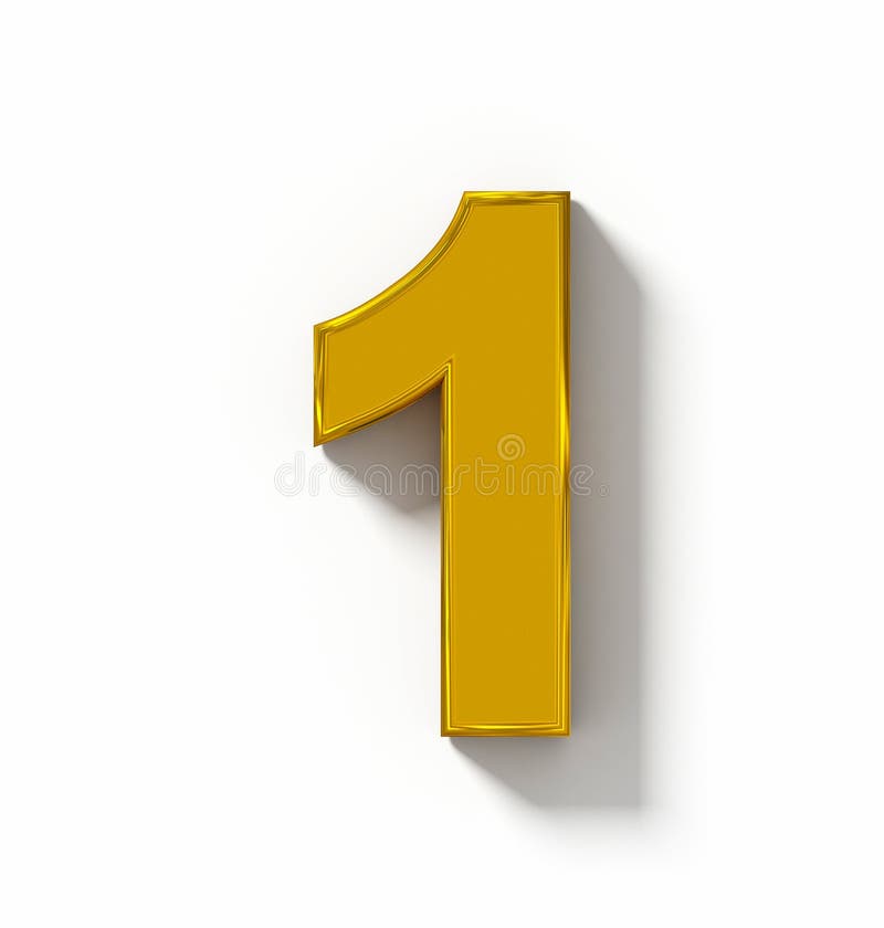 Number 1 3D Golden on White with Shadow - Orthogonal Pr Stock ...
