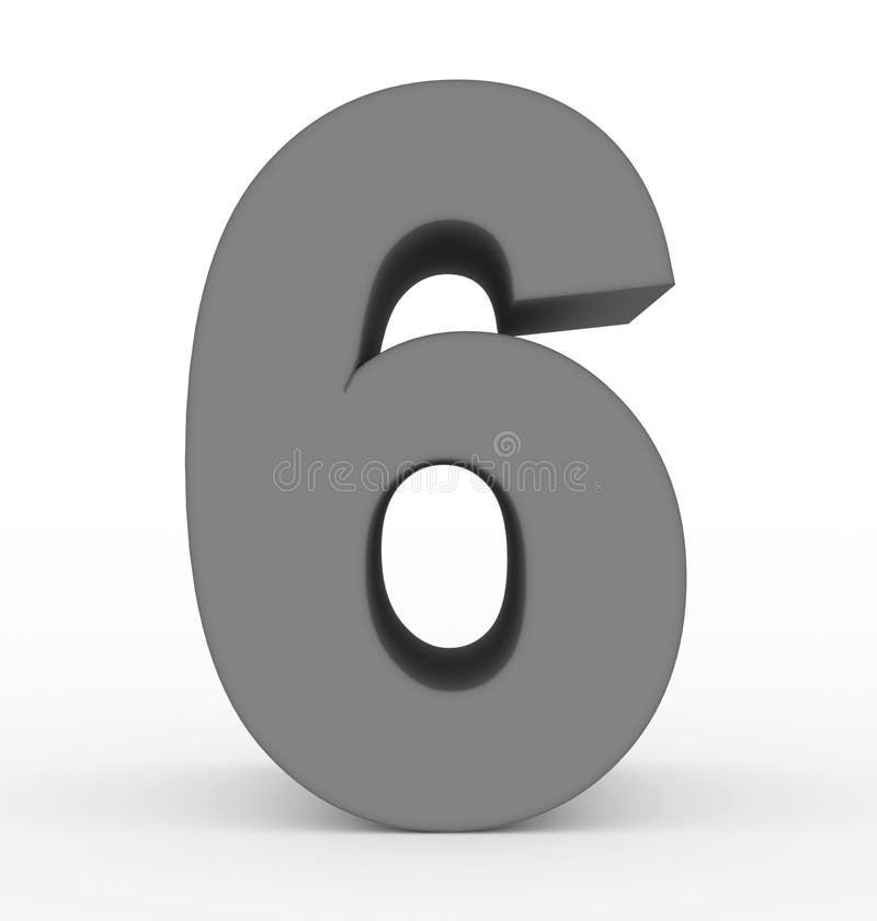 Number 6 3d Gray Isolated on White Stock Illustration - Illustration of ...