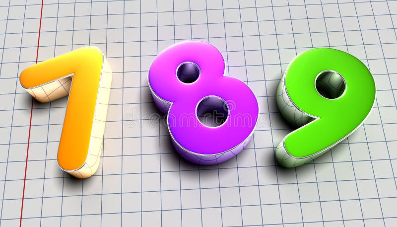 Number 789 3D. stock illustration. Illustration of education - 260803488