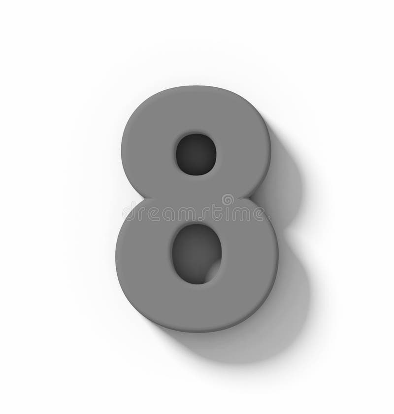 Number 8 3D Medium Gray Isolated on White with Shadow - Orthogonal ...