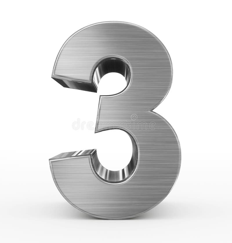 Number 3 3d Metal Isolated on White Stock Illustration - Illustration ...