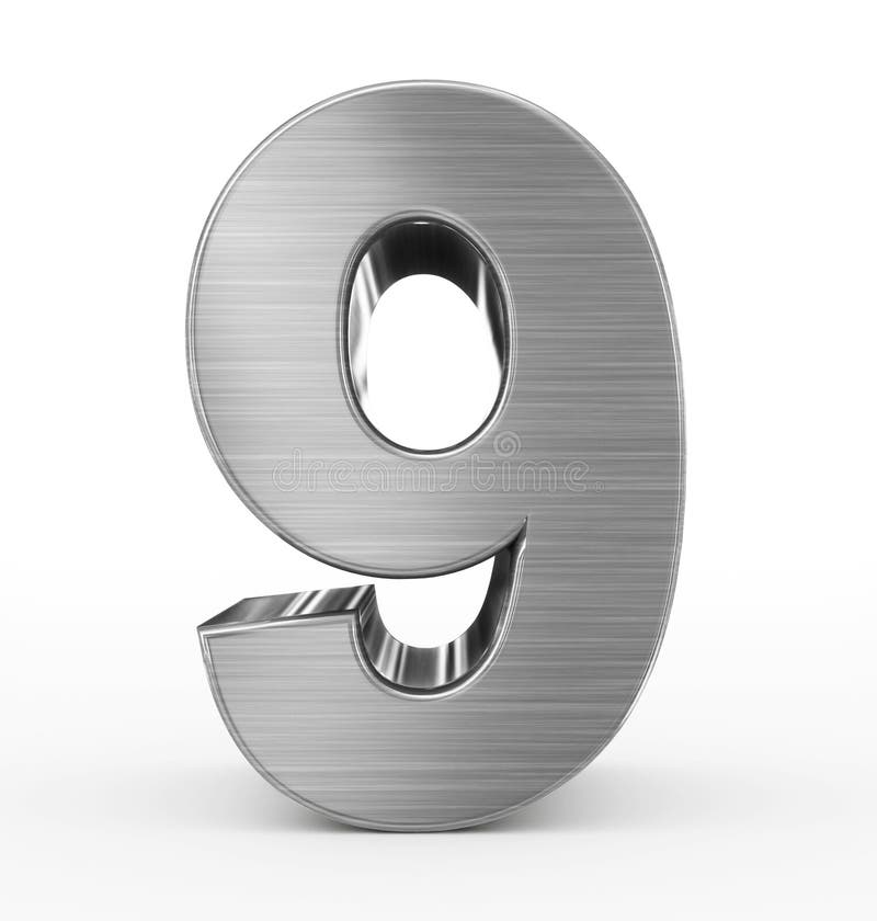 Number 9 3d Metal Isolated on White Stock Illustration - Illustration ...