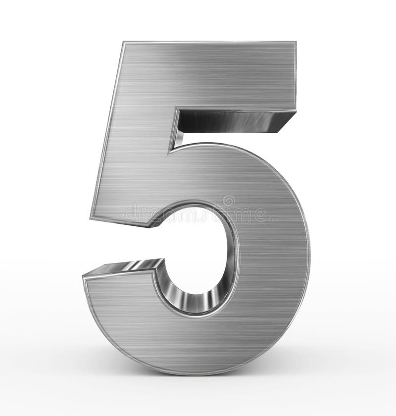Number 5 3d Metal Isolated on White Stock Illustration - Illustration ...