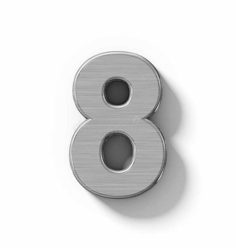 Number 8 3D Metal Isolated on White with Shadow - Orthogonal Pro Stock ...