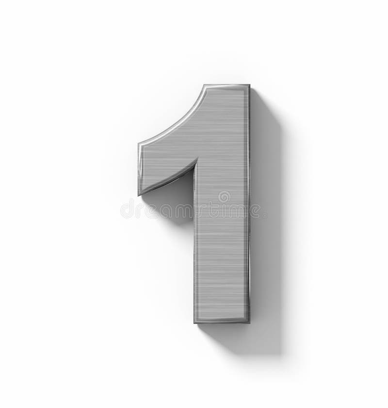 Number 1 3D Metal Isolated on White with Shadow - Orthogonal Pro Stock ...