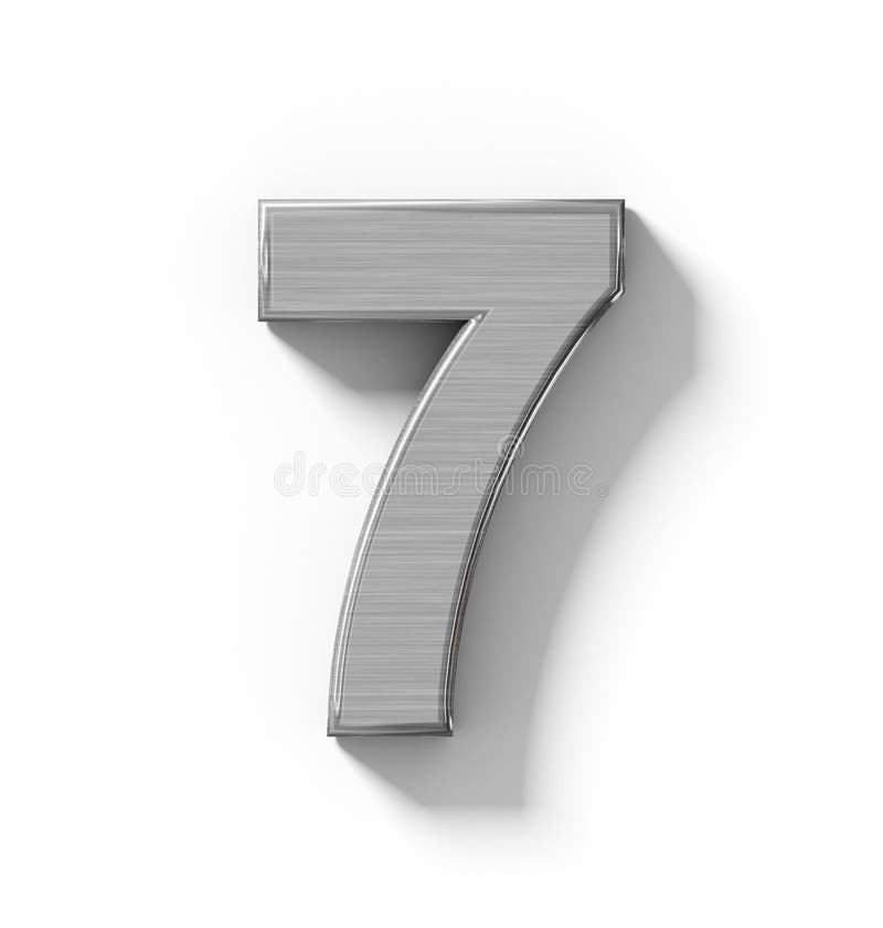 Number 7 3D Metal Isolated on White with Shadow - Orthogonal Pro Stock ...