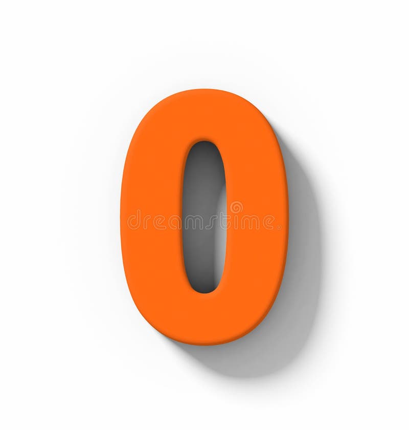 Number 0 3D Orange Isolated on White with Shadow - Orthogonal Pr Stock ...