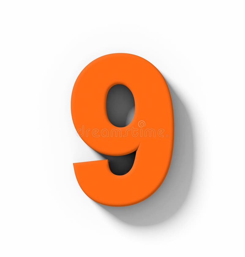 Number 3 3D Orange Isolated on White with Shadow - Orthogonal Pr Stock ...