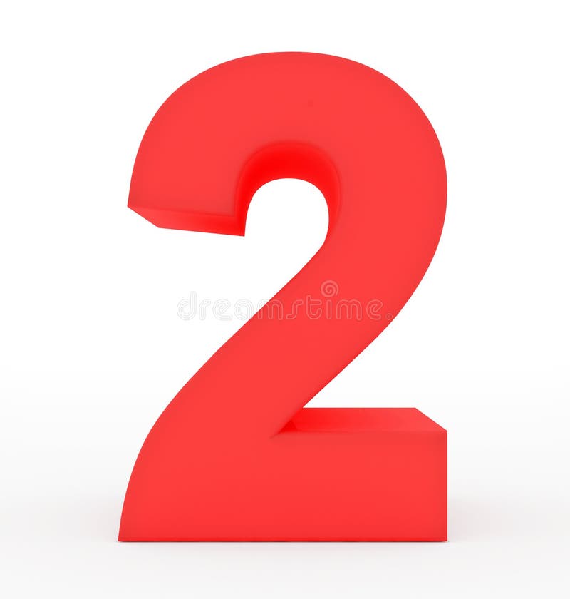 Number 2 3d red on white stock illustration. Illustration of rendering ...