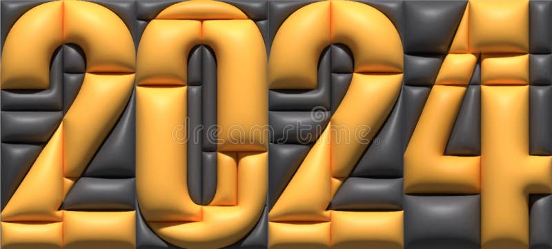 2024 Number 3D Render. stock illustration. Illustration of glitter ...