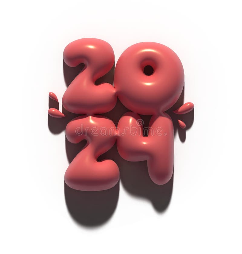 2024 Number 3D Render Isolated Background. Stock Illustration ...