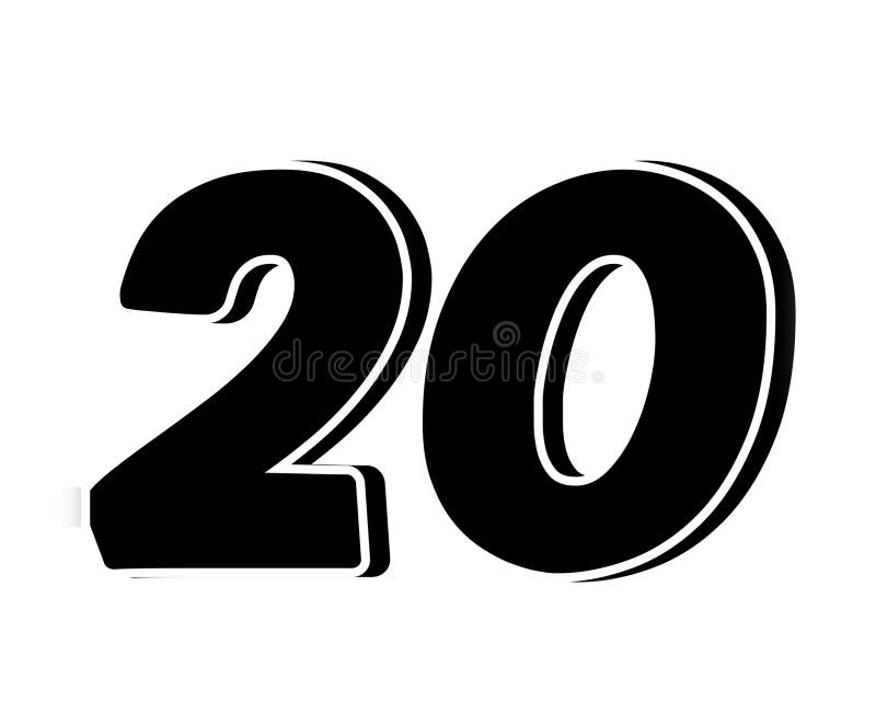Number 20 3D with Shadow Effects on White Background Stock Illustration ...