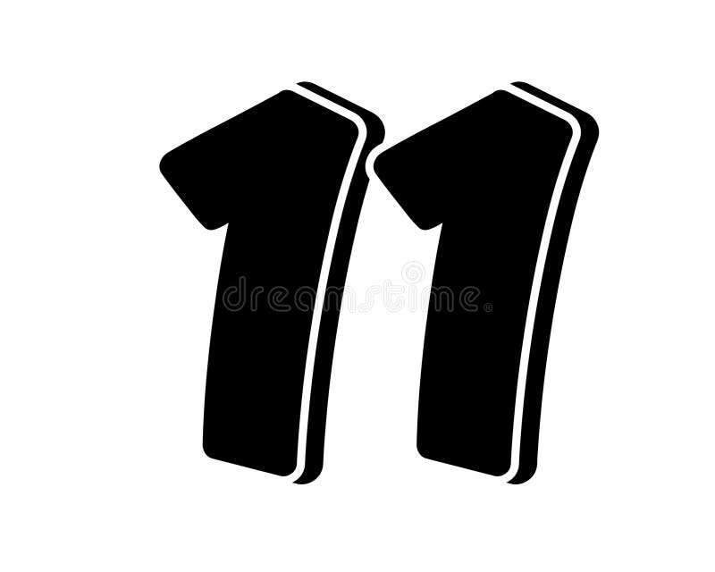 Number 11 3D with Shadow Effects on White Background Stock Illustration ...