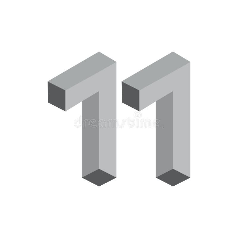 Number 1 11 3d Shadow Symbol Vector Stock Vector - Illustration of ...