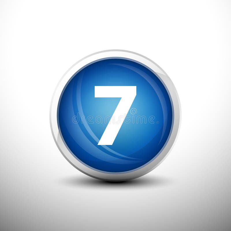 Number 7 in 3D Shiny Blue Keys for Web Icons Stock Vector ...