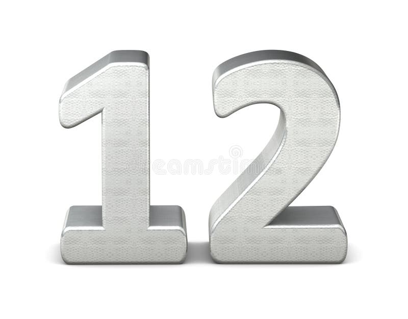 12 Number 3d Silver Structure 3d Stock Illustration - Illustration of ...