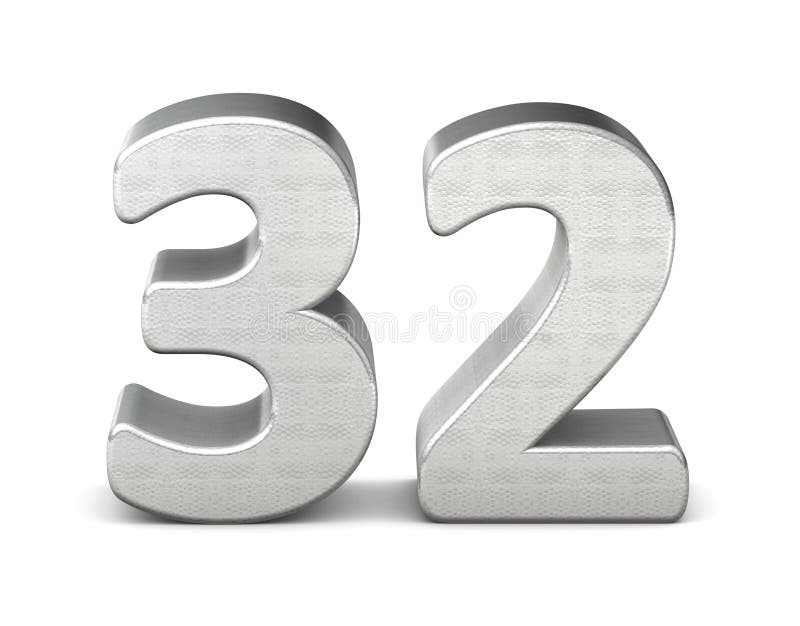 32 Number 3d Silver Structure 3d Stock Illustration - Illustration of ...