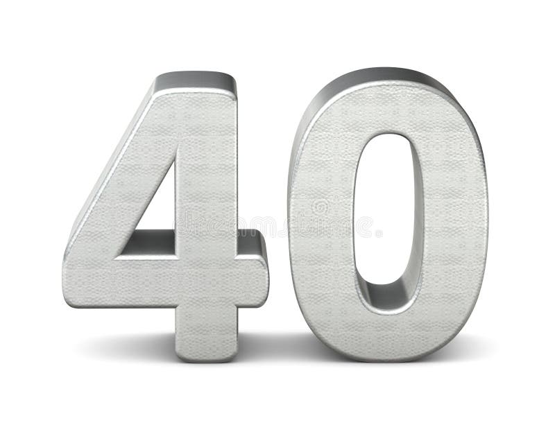 40 Number 3d Silver Structure 3d Stock Illustration - Illustration of ...