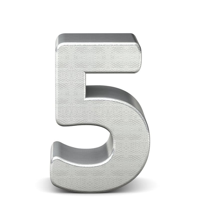 5 Number 3d Silver Structure Stock Illustration - Illustration of ...