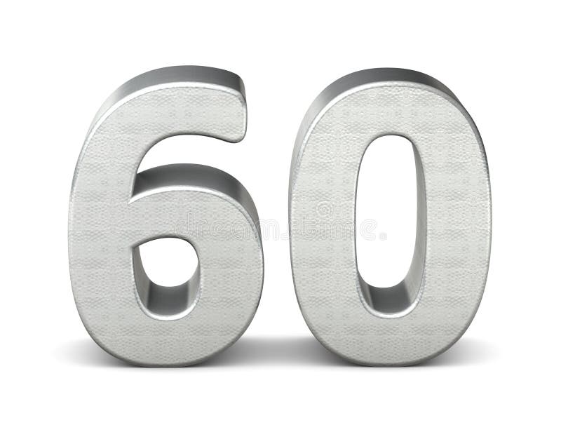 60 Number 3d Silver Structure 3d Stock Illustration - Illustration of ...