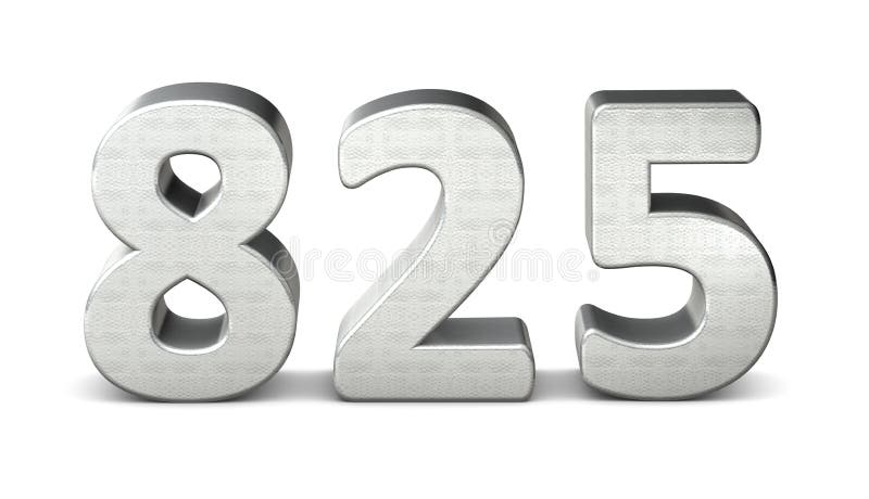 825 Number 3d Silver Structure 3d Stock Illustration - Illustration of ...