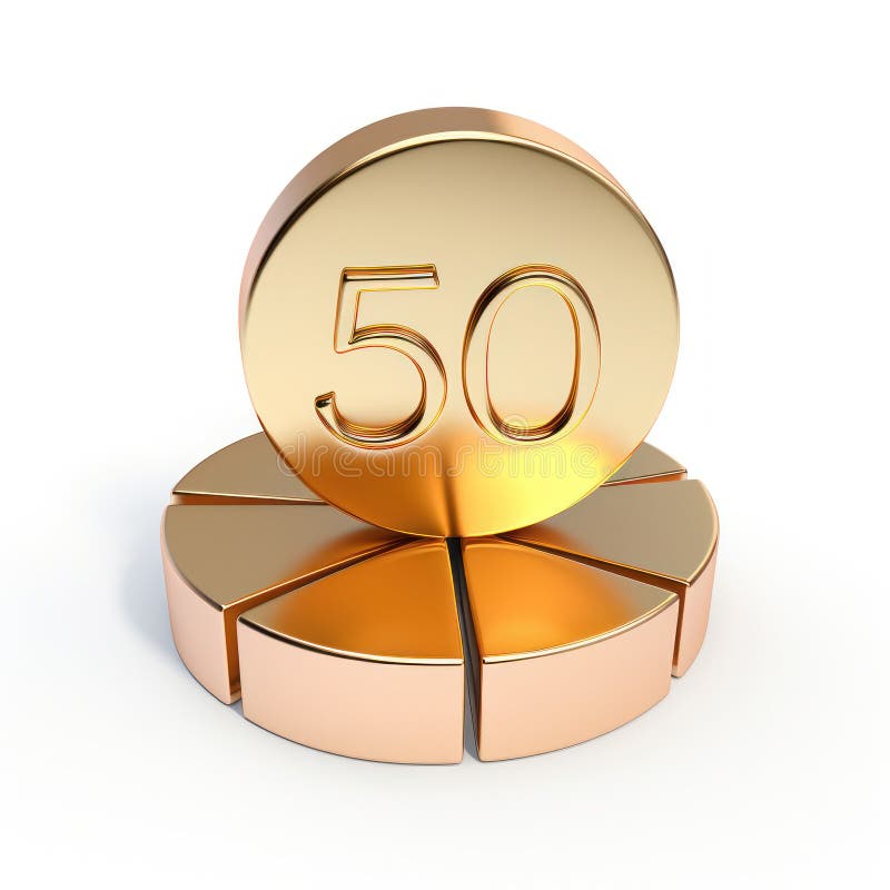 The Number 50 in 3D Style, Voluminous and Striking, on a Clean White ...