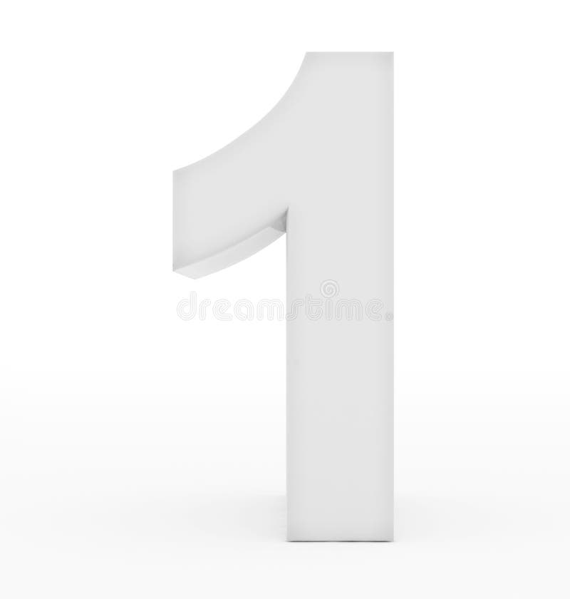 Number 1 3d White Isolated on White Stock Illustration - Illustration ...