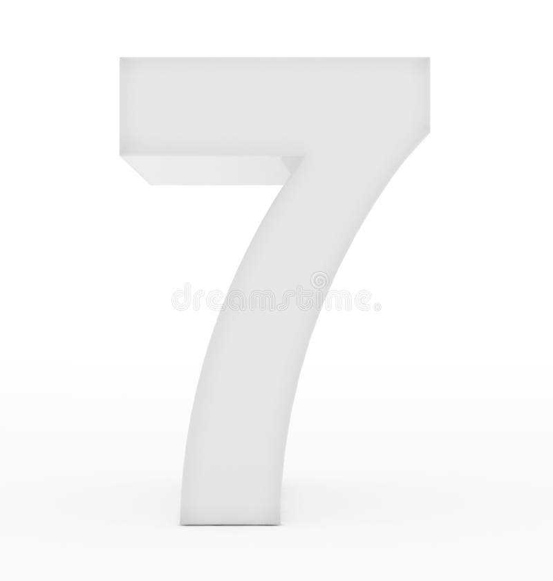Number 7 3d White Isolated on White Stock Illustration - Illustration ...
