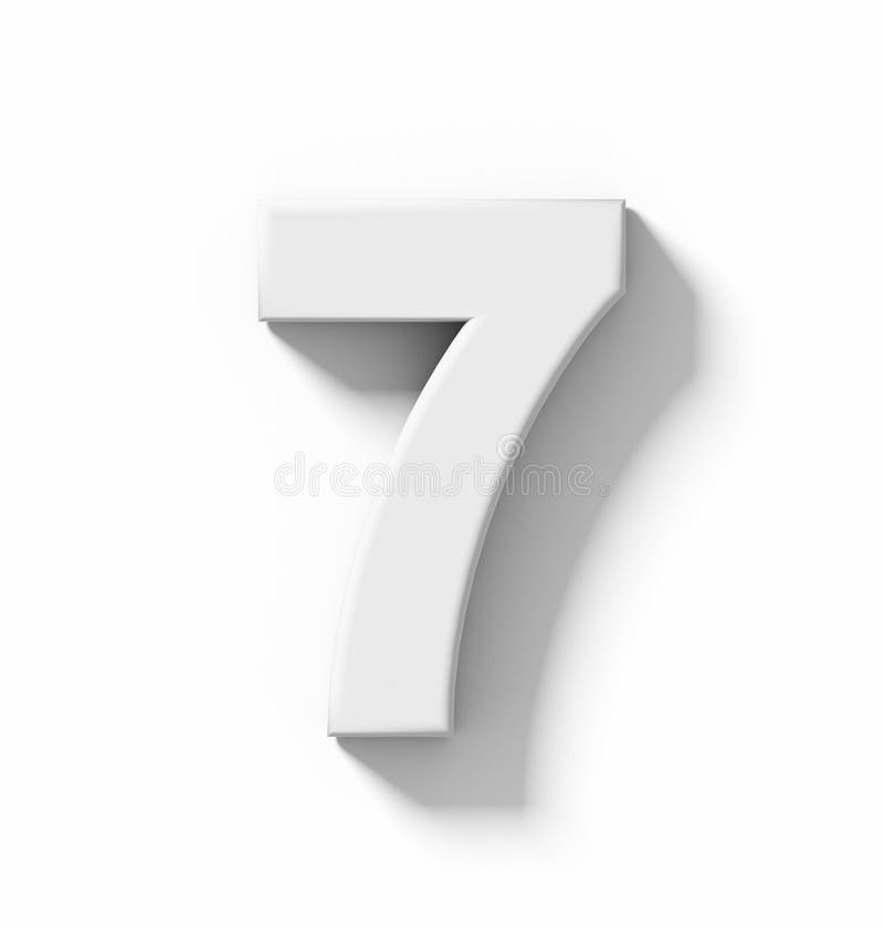 Number 7 3D White Isolated on White with Shadow - Orthogonal Pro Stock ...