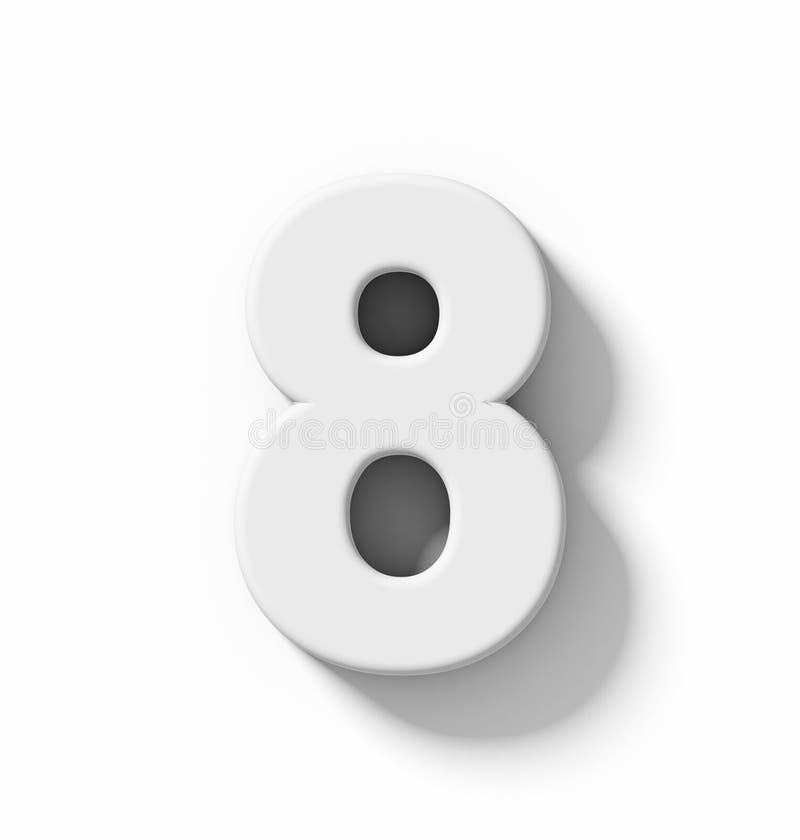 Number 8 3D White Isolated on White with Shadow - Orthogonal Pro Stock ...