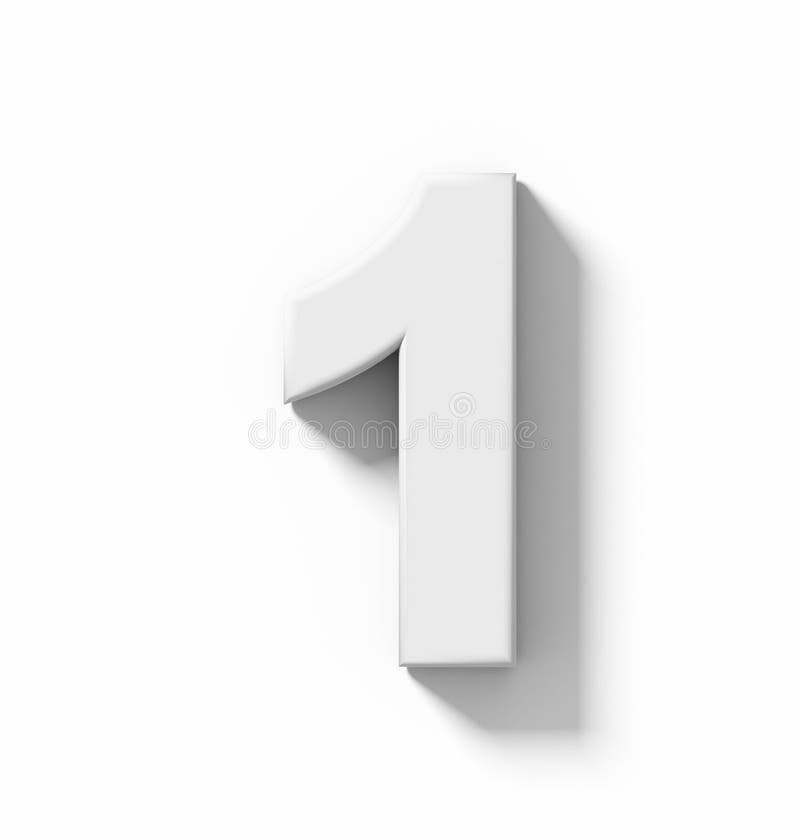 Number 1 3D White Isolated on White with Shadow - Orthogonal Pro Stock ...