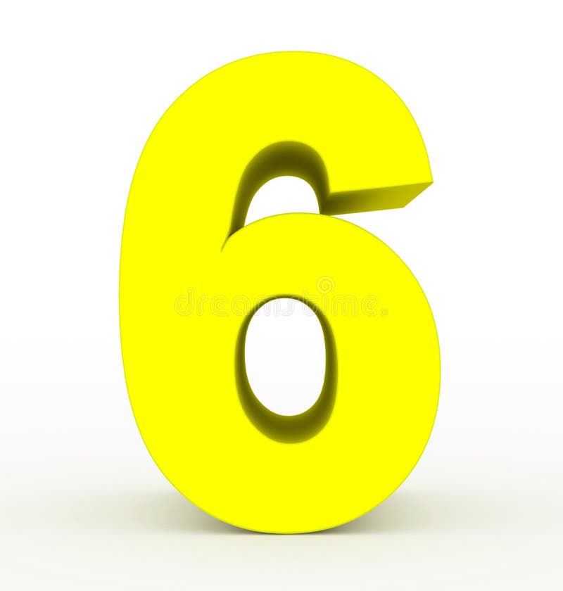 Number 6 3d Yellow Isolated on White Stock Illustration - Illustration ...