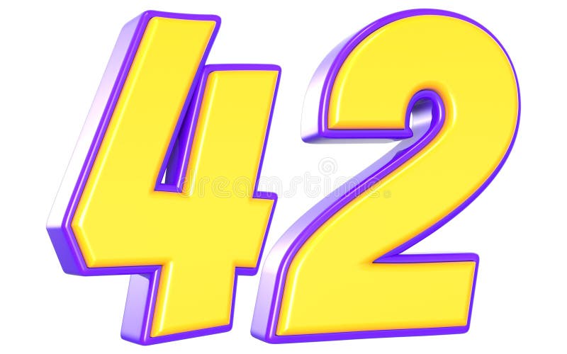 42 Number 3D Yellow and Purple Stock Photo - Illustration of text ...