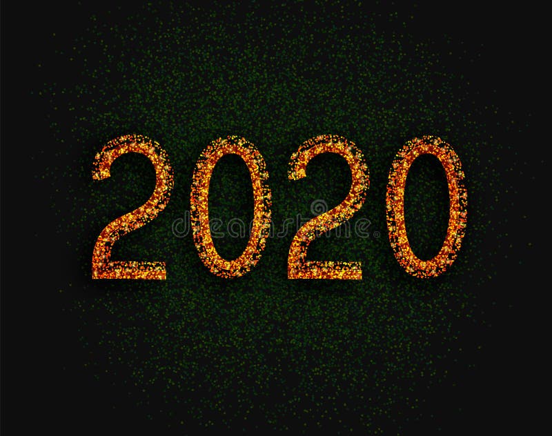 Number 2020 on a Dark Background. Golden Numbers. Vector New Year ...