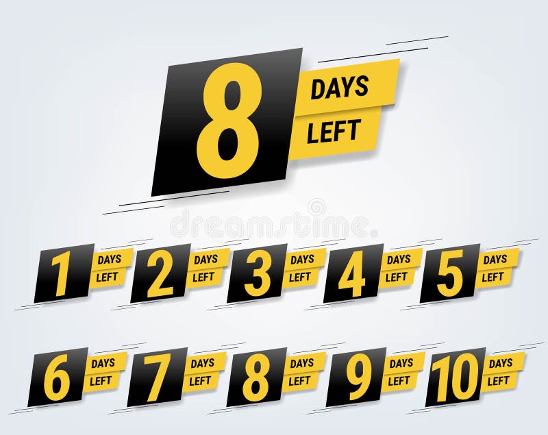 Number of Days Left Banner Grey Background Stock Vector - Illustration ...