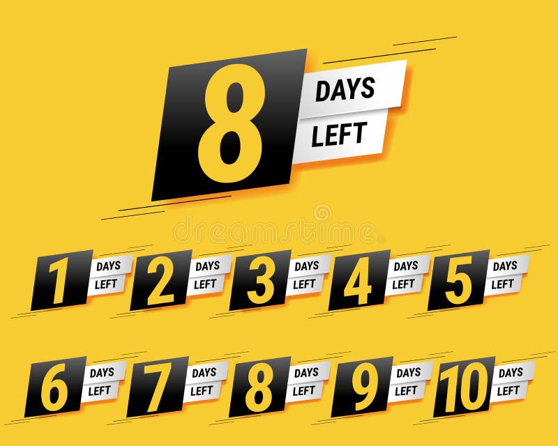 Number of Days Left Banner Yellow Background Stock Vector ...