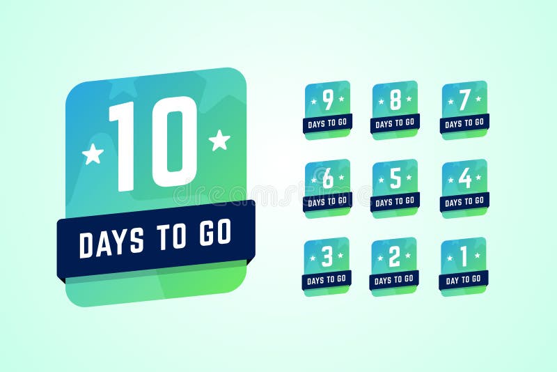 Number of Days Left Labels, Vector Illustration in Gradient Style ...