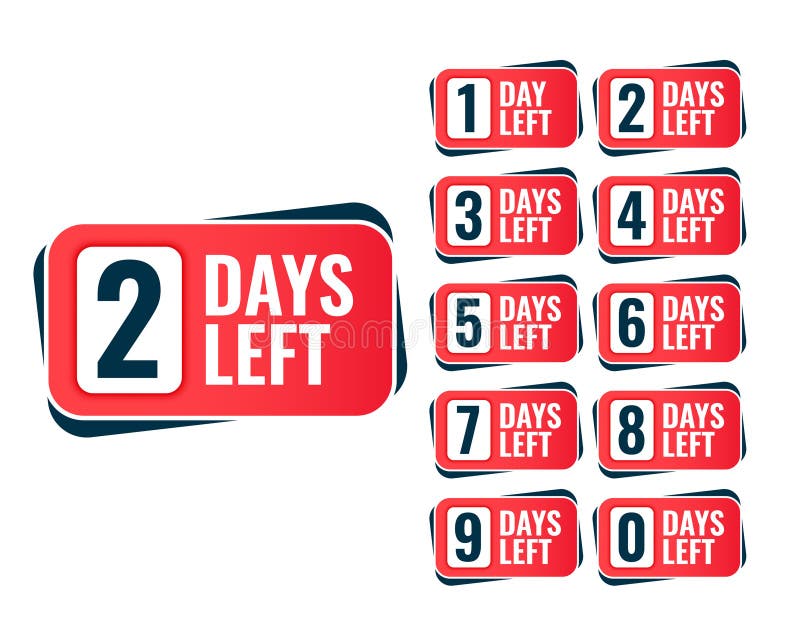 Number of Days Left Sticker Design Stock Vector - Illustration of four ...