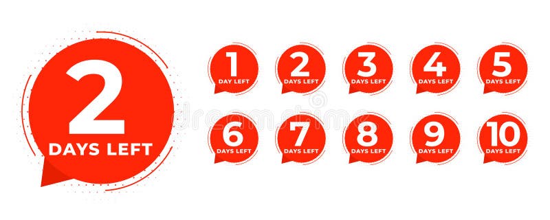 Number of Days Left Sticker Template in Flat Style Stock Vector ...