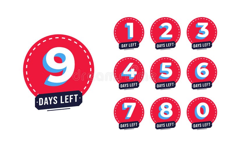 Number of Days Left. Stickers and Banners Timer Pack Stock Vector ...