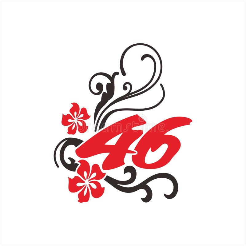 The Number 46 is Decorated with a Flower Frame Stock Vector ...
