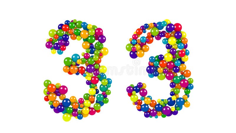 Number 33 in a Decorative Design of Round Balls Stock Illustration ...